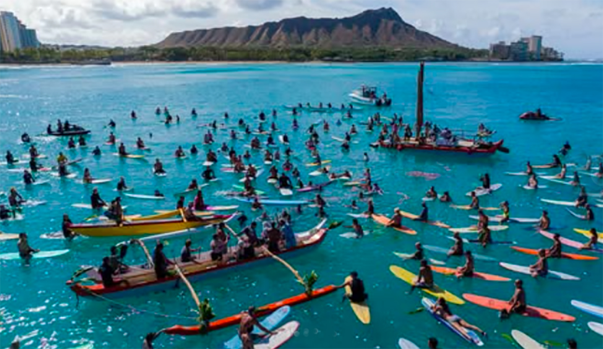 Hundreds Turn Out In Waikiki for Clyde Aikau Paddle Out