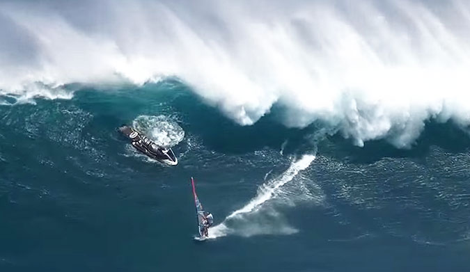 Jet Ski Goes Over the Falls at Jaws | The Inertia
