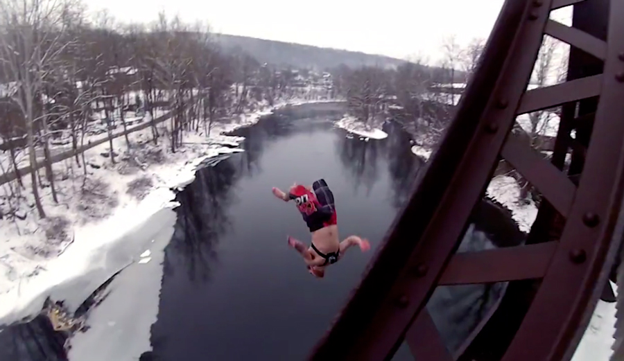 Cliff- & Bridge-Jumping into Frigid Winter Waters | The Inertia