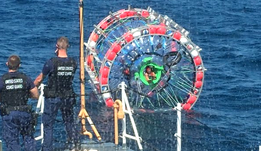 US Coast Guard Rescues a Man Running Across the Ocean in a Giant Bubble ...