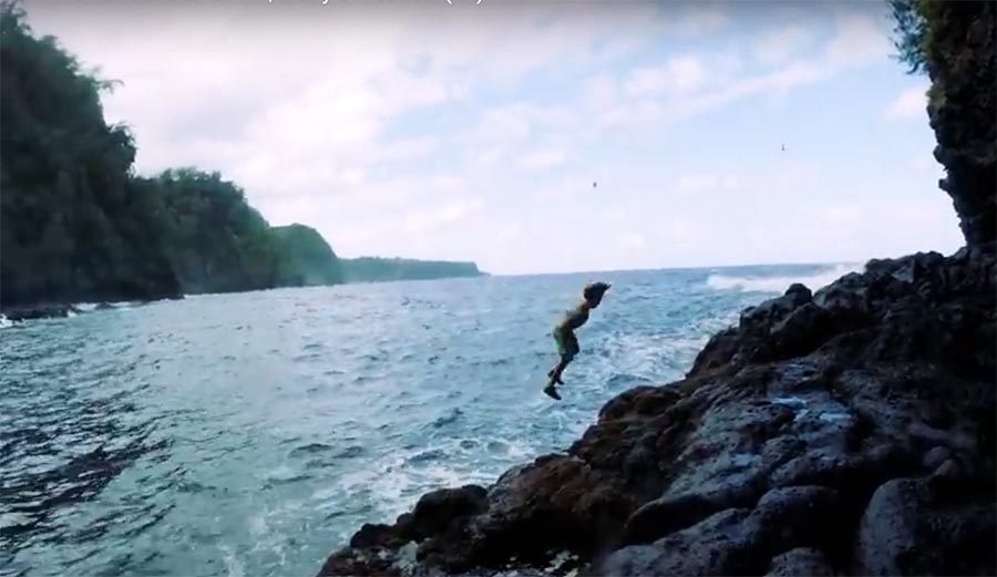 Watch this Cliff Jumper Come Inches from Tearing his Face off on Lava ...