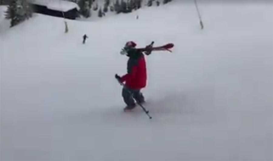 This Dude Broke His Ski Bindings So He Ripped Down the Mountain in Just ...