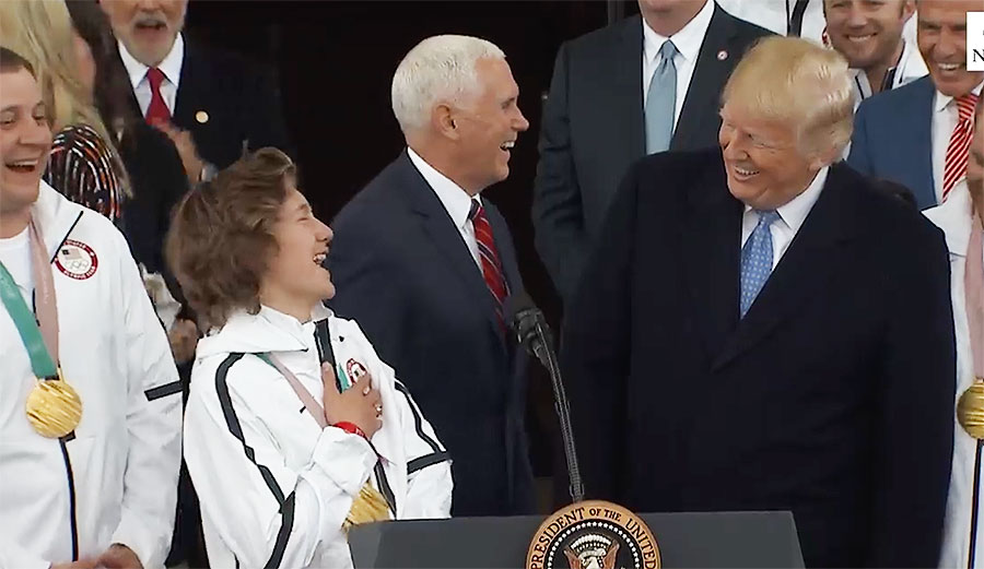 President Donald Trump Cracks Up With Gold Medalist Red Gerard | The ...