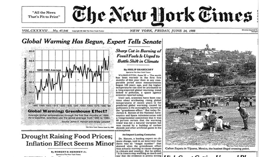 30 Years Ago, Global Warming Was Front-Page News; Republicans and ...