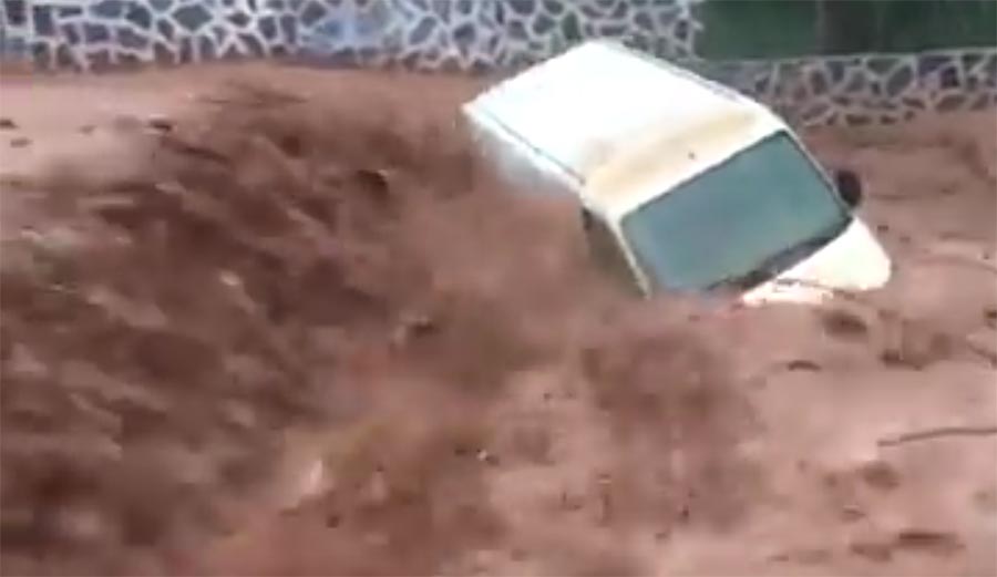 A Flash Flood in Spain Makes This Van Look Like a Rubber Raft | The Inertia