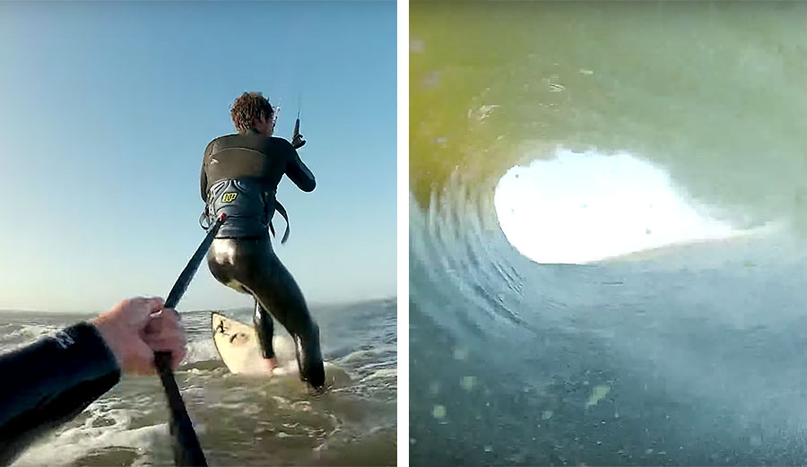 Watch Matt Bromley Get Towed Into a Namibian Triple-Tube By a Kite ...