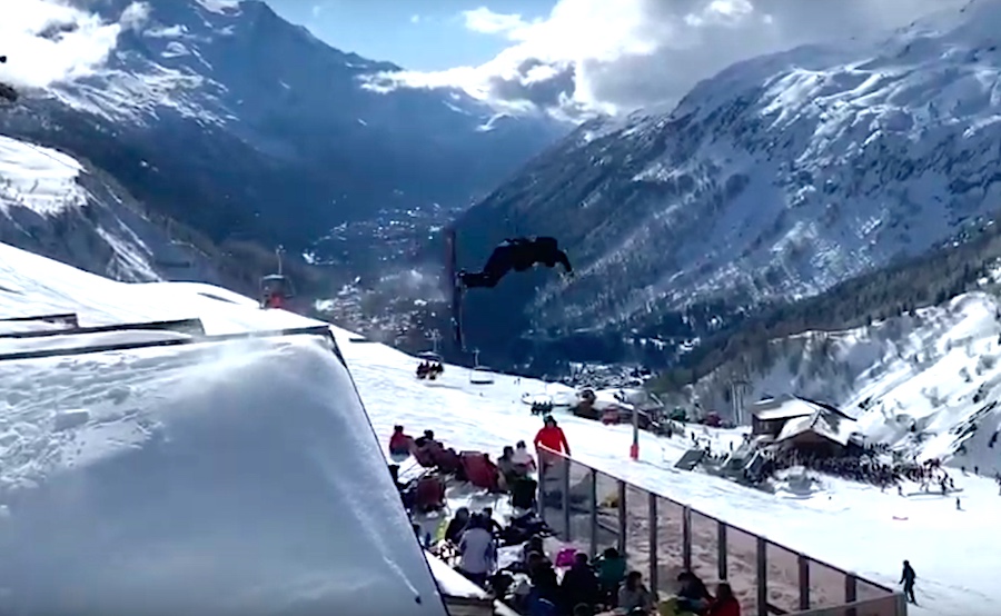 This Skier Has a Full-On Park Session Over the Après Crowd in Chamonix ...