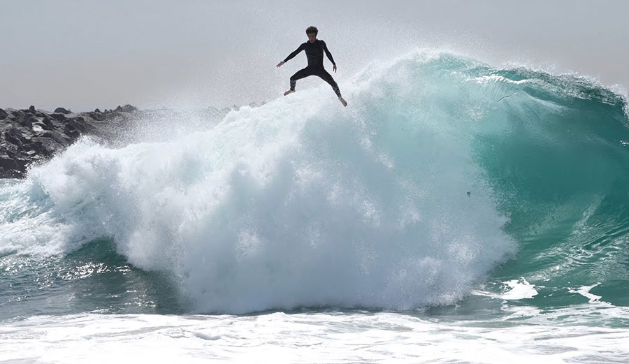 Mason Ho Surfing the Wedge