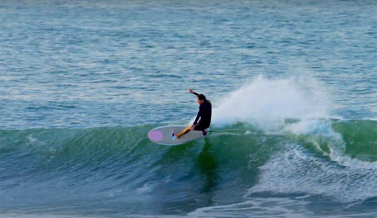 Stephanie Gilmore Surfing on a Ryan Burch Board Called the 'Toe'
