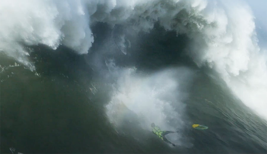 Watch Lucas Fink Take on Nazaré on a Skimboard