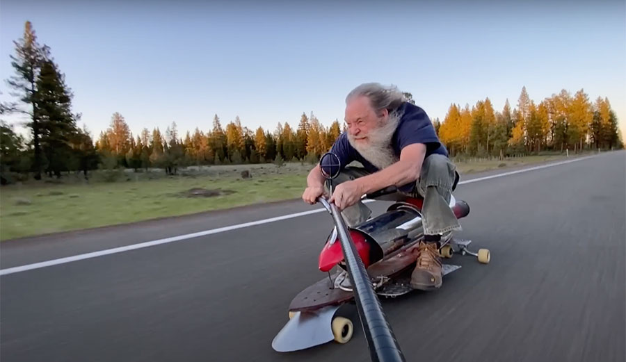 Watch the 'Crazy Rocketman' Hit 50 MPH on a Rocket-Powered Skateboard