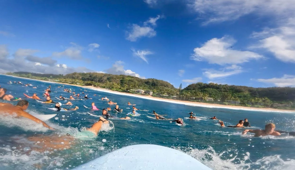 Jamie O'Brien Shares a 'Psycho Crowded Surf Session' at Pumping Pipeline