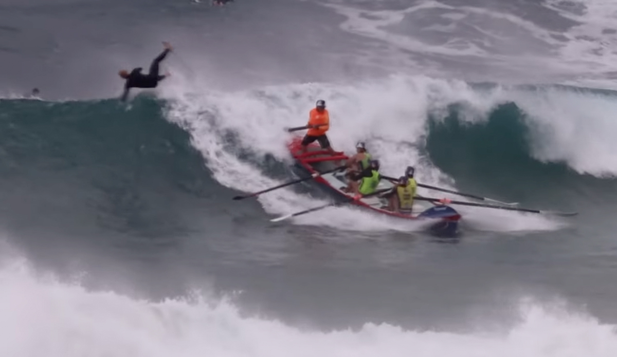 Boat Storms the Beach at Superbank, Cuts Guy Off