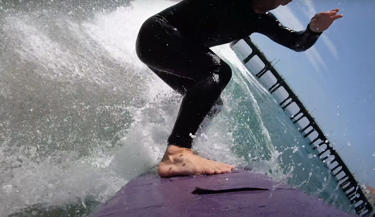 Travis Logie Rides Sandpaper Surfboard; It Got Ugly