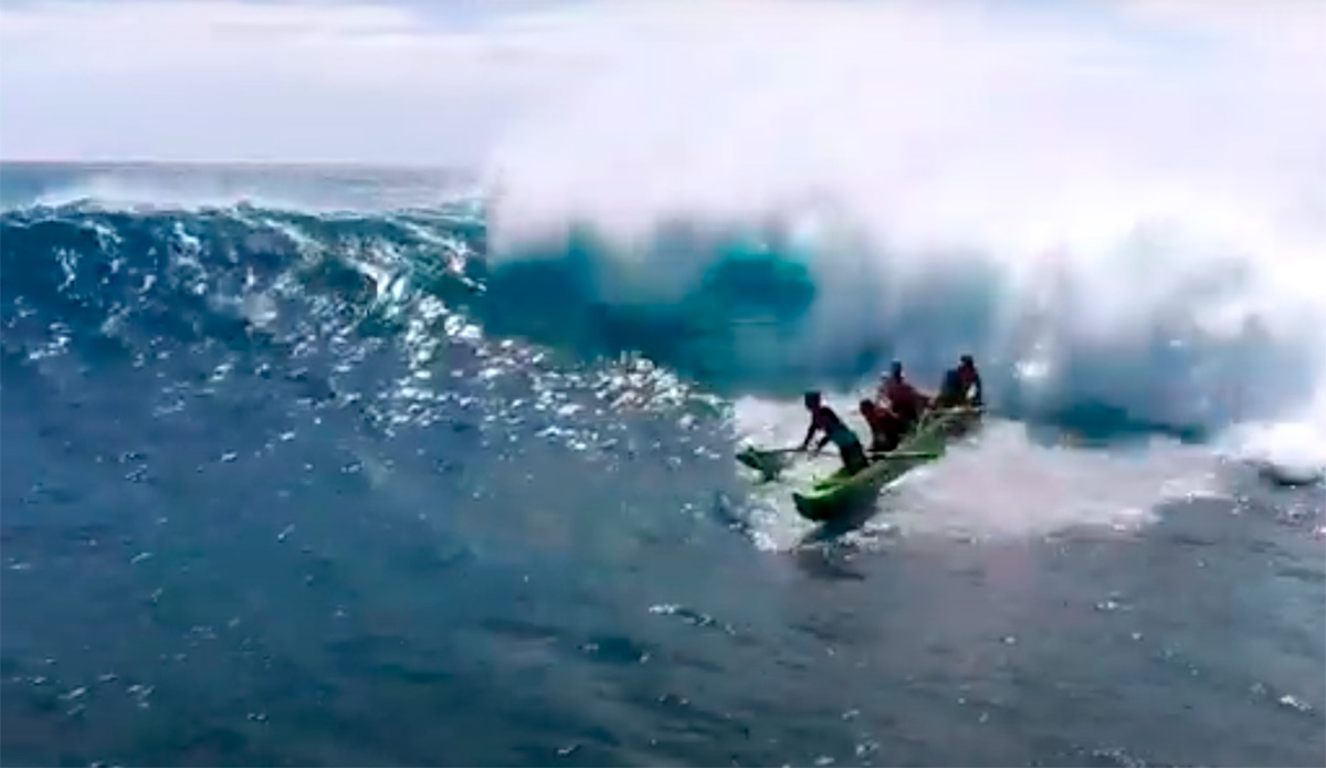 Check Out This Drone Footage of Canoe Surfing Big, Rowdy Makaha