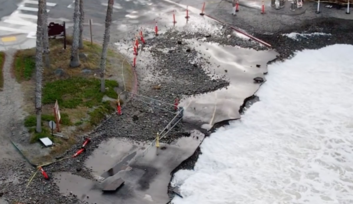 Cardiff Reef Parking Lot Destroyed by Massive Winter Storms