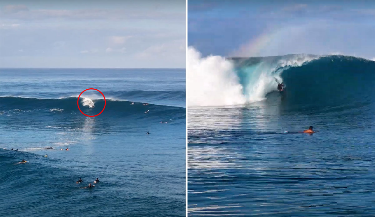 Mike Stewart Rides a 100-Yard, Second-Reef Pipeline Bomb to Perfection