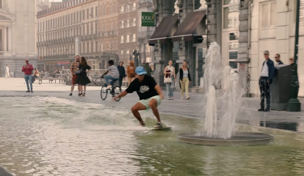 Adrien Raza Brings His Eye-Popping Style of Urban Skimboarding to Brussels