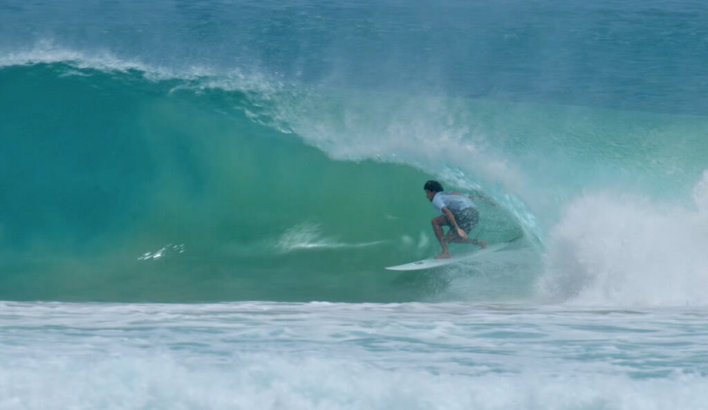 Watch Mikey February Thread Sand-Bottom Tubes on a Twin Fin
